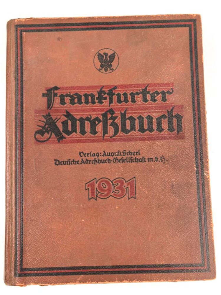 Frankfurter Adreßbuch 1931, ca 1200 Seiten, DIN A4, 100,00
