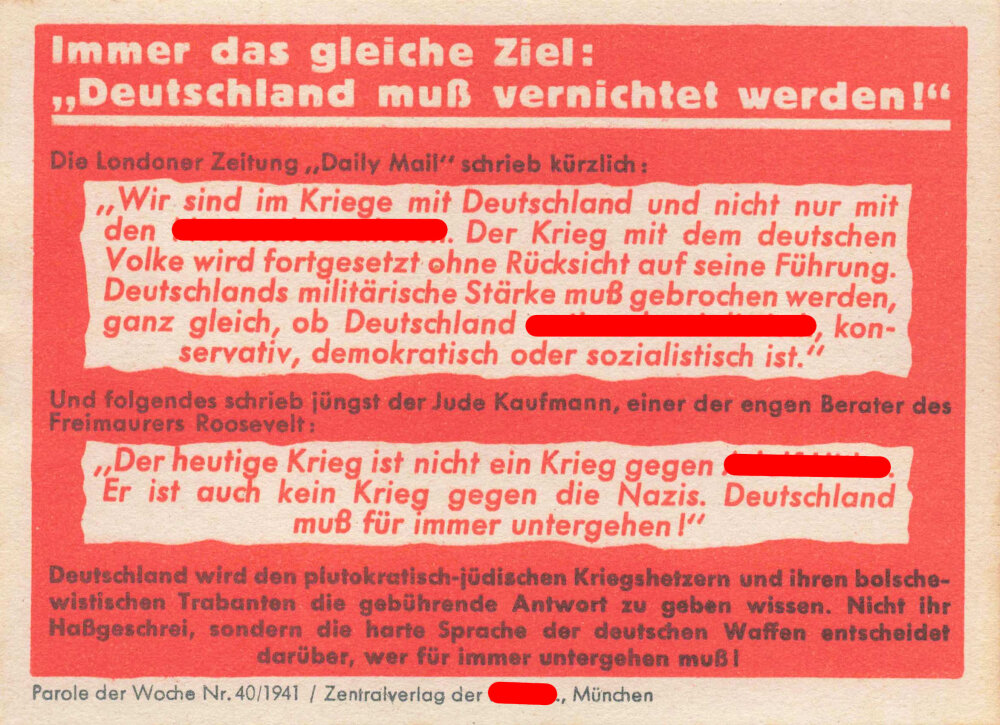 Parole der Woche Nr. 40, "Immer das Gleiche Ziel", Zentralverlag der
