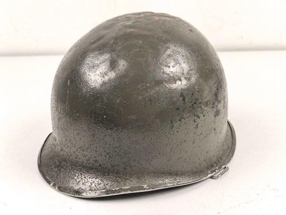 U.S. Army WWII, front seam M1 steel helmet shell. Original paint, no ...