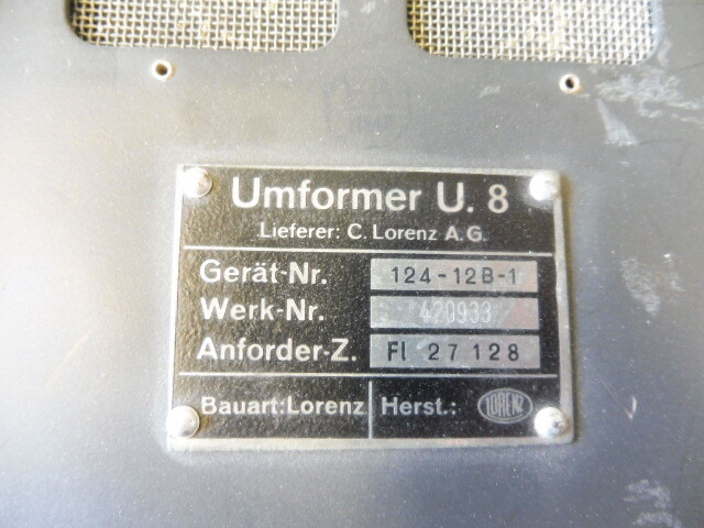 Luftwaffe Umformer U.8 Einanker-Umformer für Anodenspannung der Empfä
