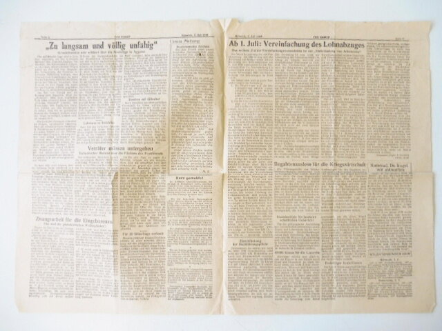 "Der Kampf" Nummer 254 vom 1.Juli 1942. 4 Seiten, 30,00