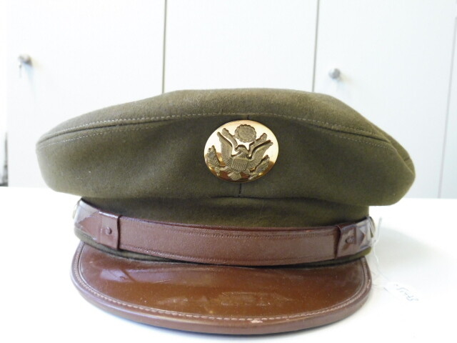 U.S. Army WWII Enlisted mens cap service, OD wool, Kopfgröße 55, 100,