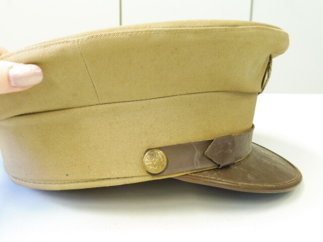 U.S. Army WWII Enlisted mens cap service, khaki, Size 58, 100,00