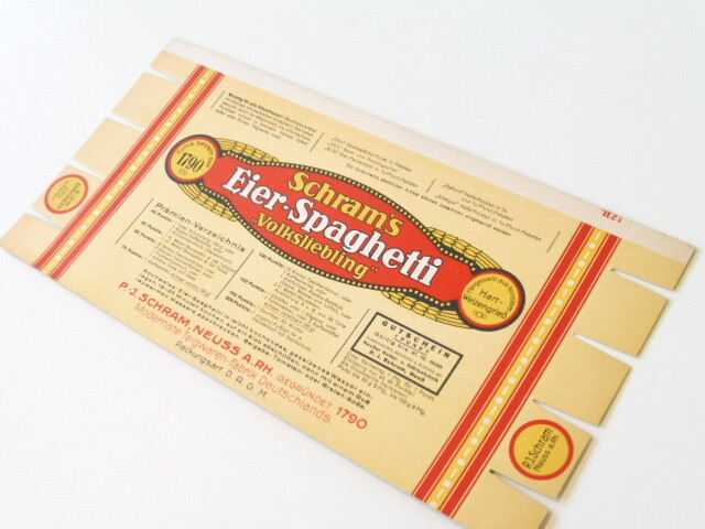 Verpackung " Schram´s Eier Spaghetti Volksliebling" unbenutztes Firme