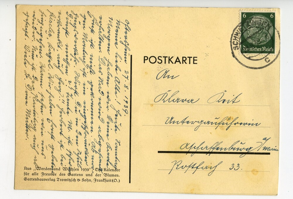 Ansichtskarte aus "Werden und Wachsen" 1939, 10,00