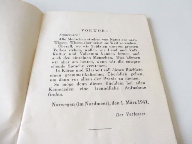 Eiserne Portion der Norwegischen Sprache, Sprachführer mit 32 Seiten,