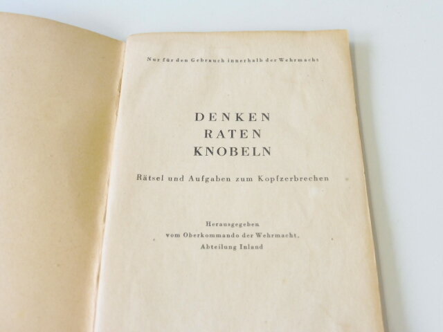 Denken, Raten, Knobeln, Rätsel und Aufgaben zum Kopfzerbrechen, unter
