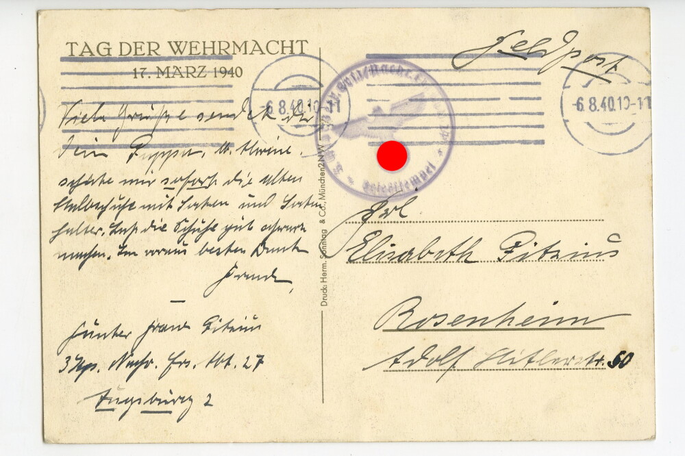 III. Reich - farbige Propaganda-Postkarte " Tag der Wehrmacht 17.März