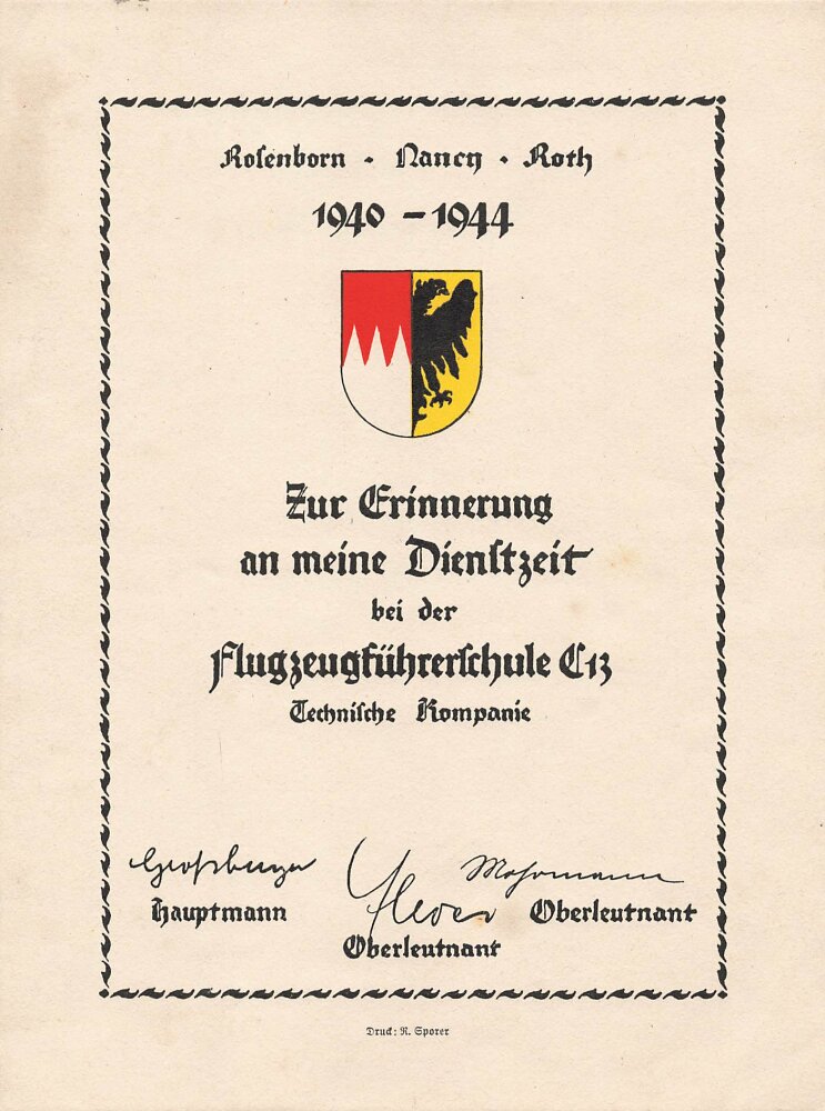 Luftwaffe, farbige Urkunde "Zur Erinnerung an meine Dienstzeit bei de