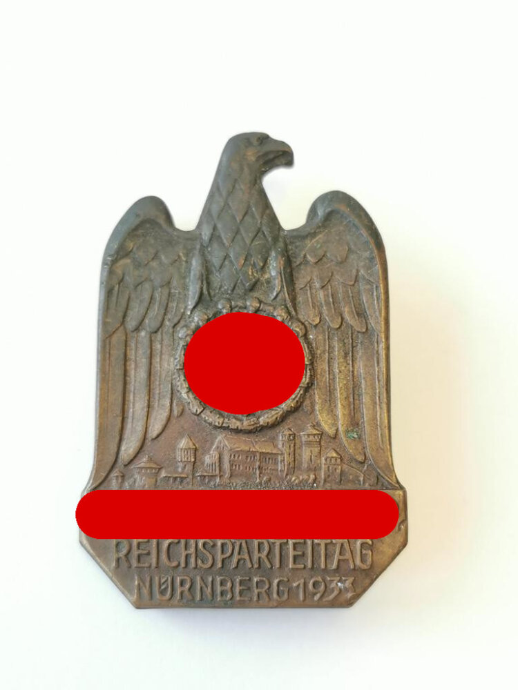 Massives Abzeichen NSDAP Reichsparteitag Nürnberg 1933, 120,00