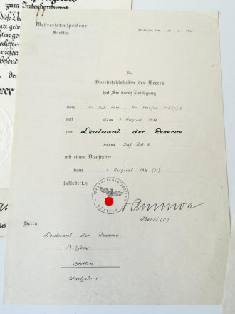 Großformatige Ernennungsurkunde zum Oberintendanturrat, ausgestellt 1