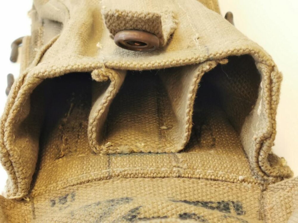 British 1942 dated Sten gun pouch, converted from Lancaster magazine