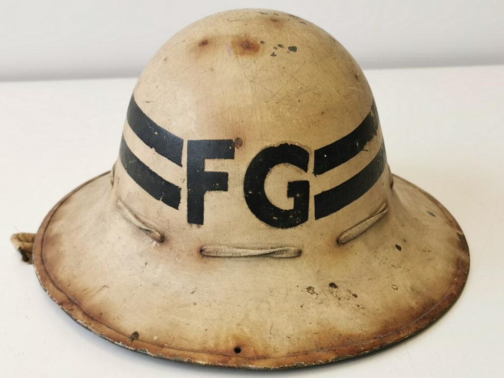 British WWII Civil Defence Fire Guard steel helmet dated 1941, origin