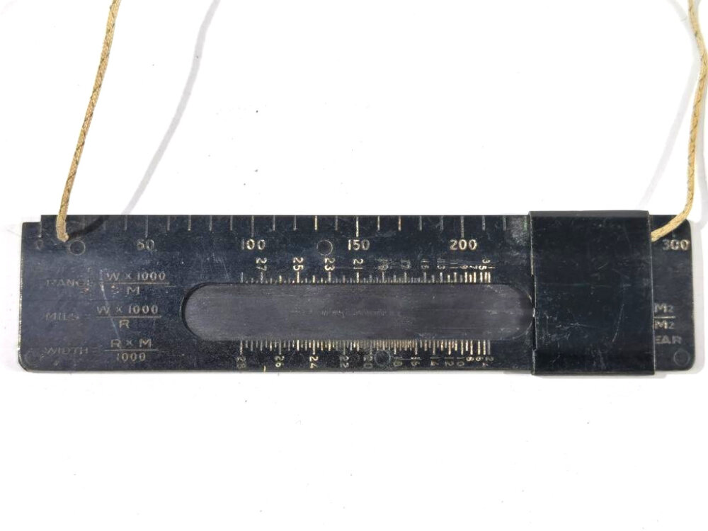 U.S. WWI "Musketry Rule Model of 1918" A small metal slide rule used