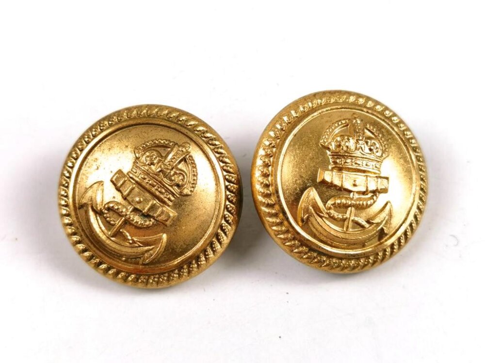 British WWII, Royal Navy, Two Brass Buttons, Firmin London, 23 mm, us