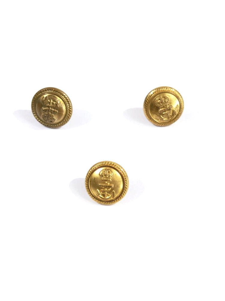 British WWII, Royal Navy, Set of three different Brass Buttons, Super