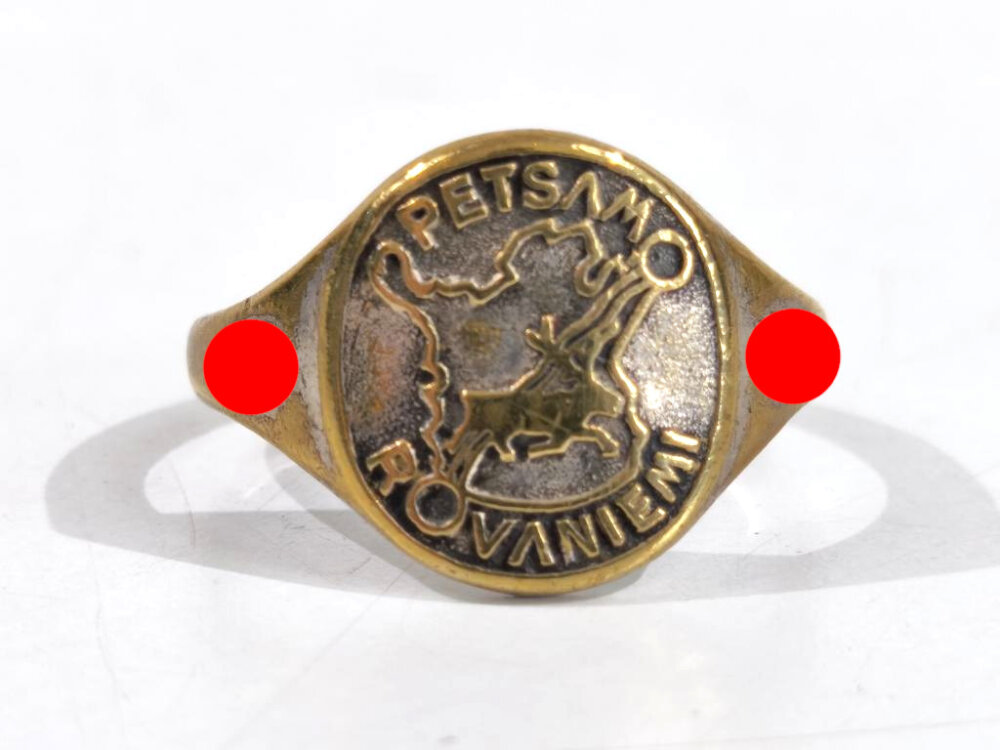 Finnlandfront, Fingerring " Petsamo Rovaniemi" Getragenes Stück in gu ...
