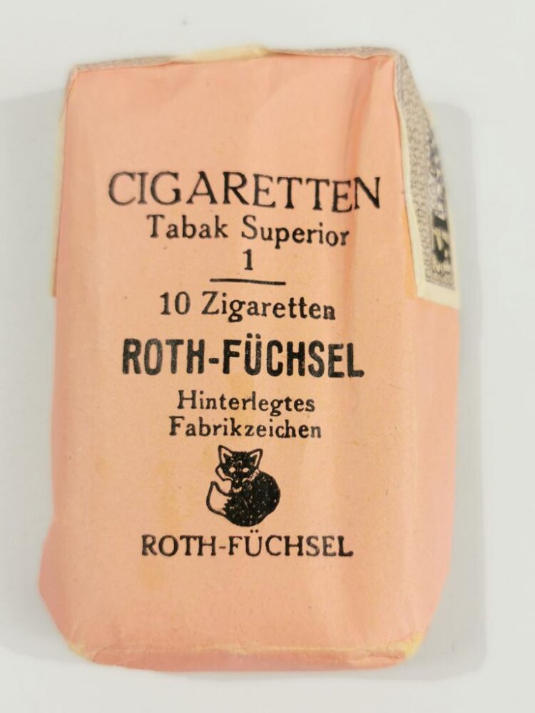 Pack "Roth Füchsel" Zigaretten Tabak, ungeöffnet, Steuerbanderole mit