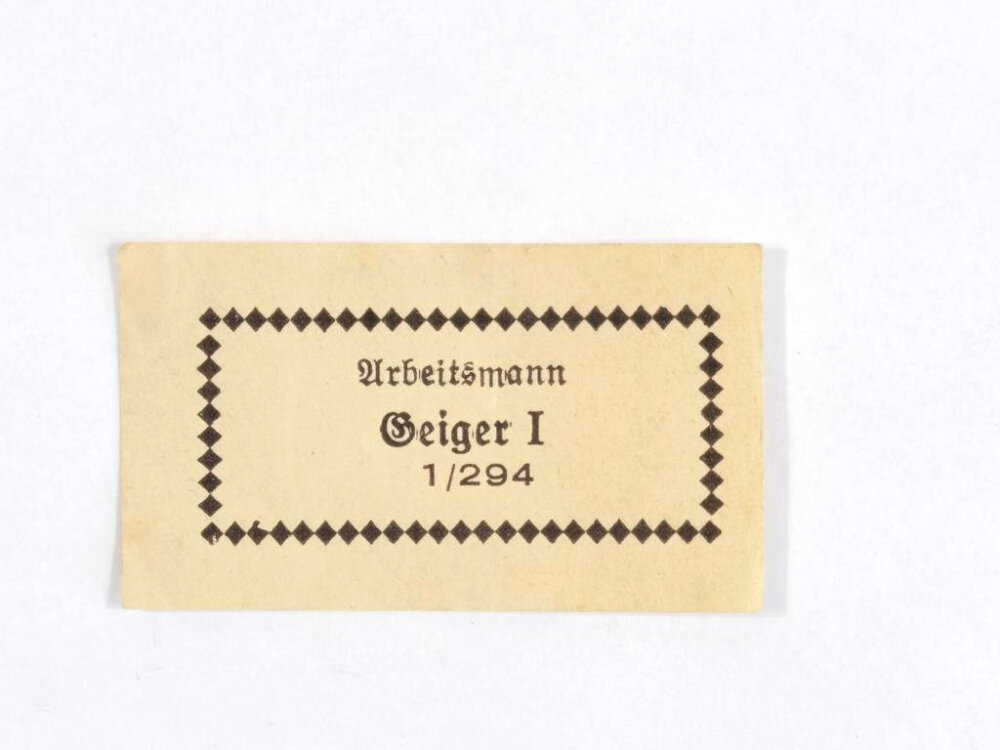 RAD, Wäscheetikett für einen Arbeitsmann, ca. 3,5 x 6 cm, Papier, neu