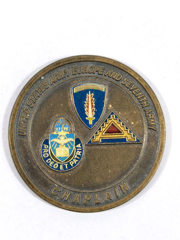 U.S. Army, Challenge Coin, "Chaplain", USAREUR, 7th Army, Patton Barr