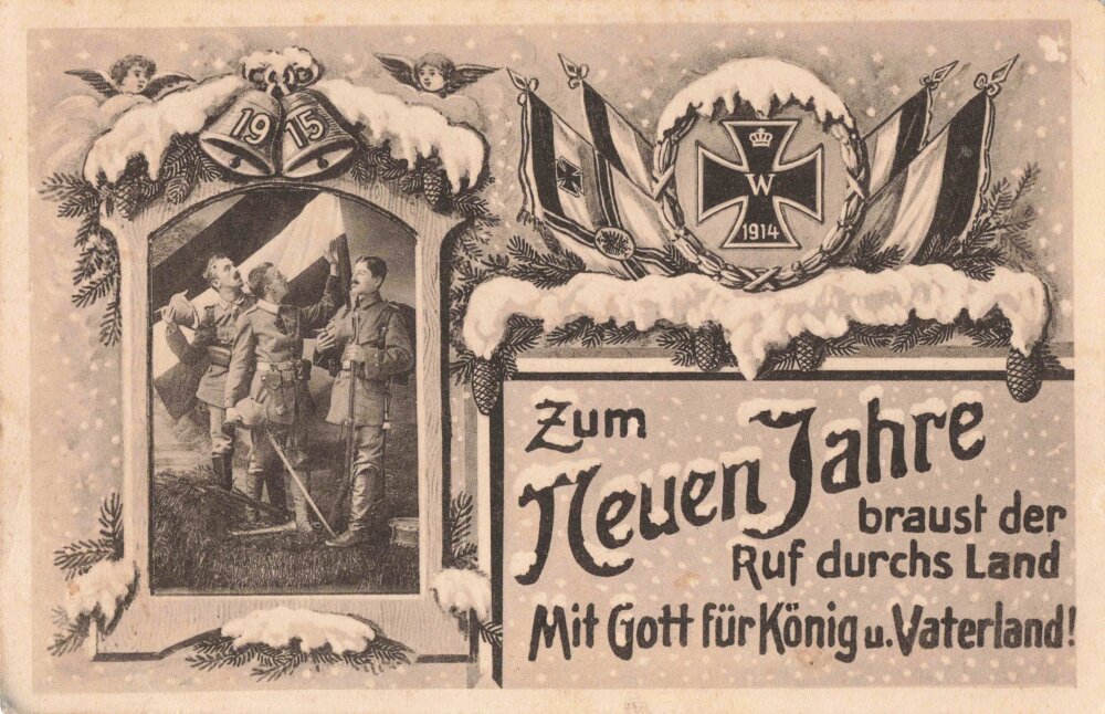 Ansichtskarte "Zum neuen Jahre braust der Ruf durchs Land. Mit Gott f