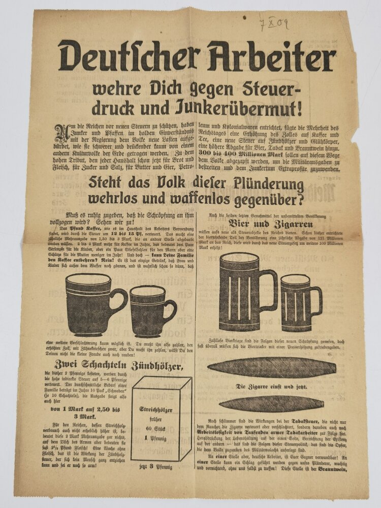 Proletarisches Flugblatt "Deutscher Arbeiter", Hamburg, 1909, ca. 41